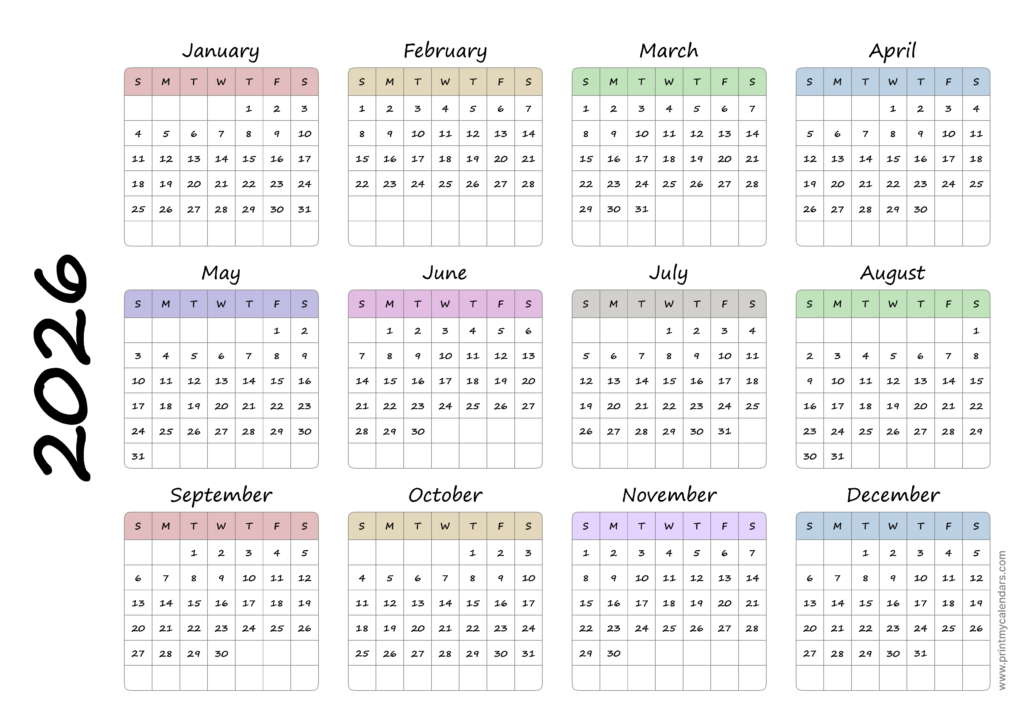 2026 Calendar - Print My Calendars
